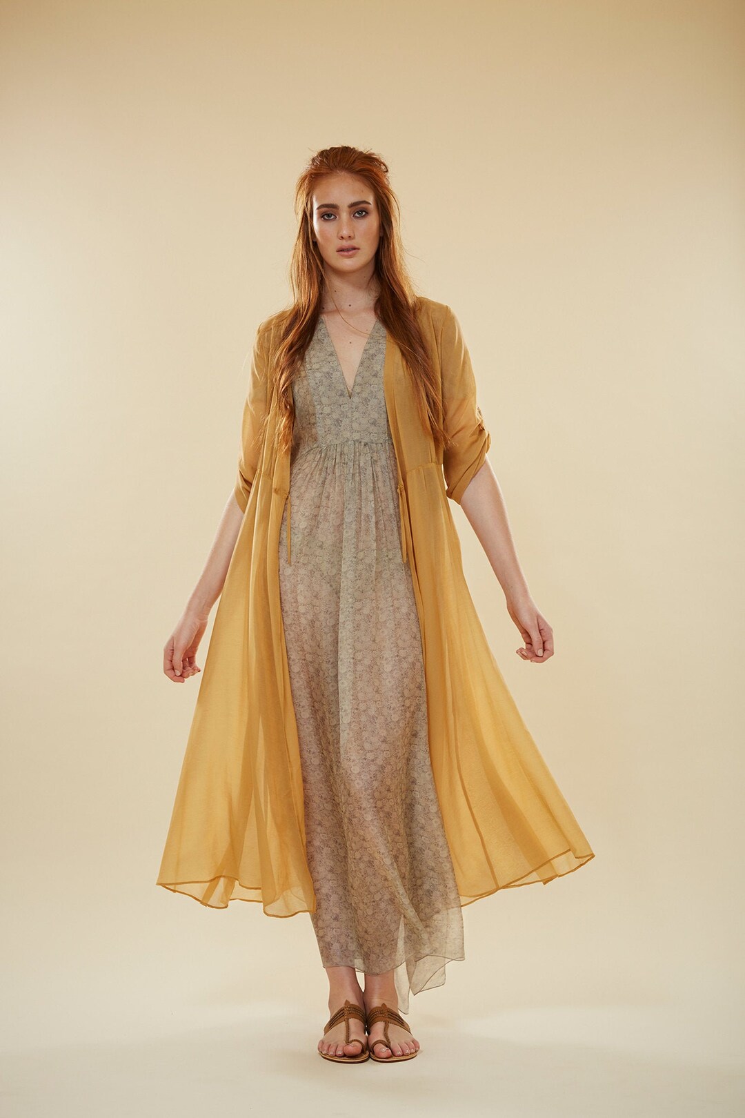 Long Pure Silk Dress 2 Pieces With Cotton Slip. Erline Urania Print ...