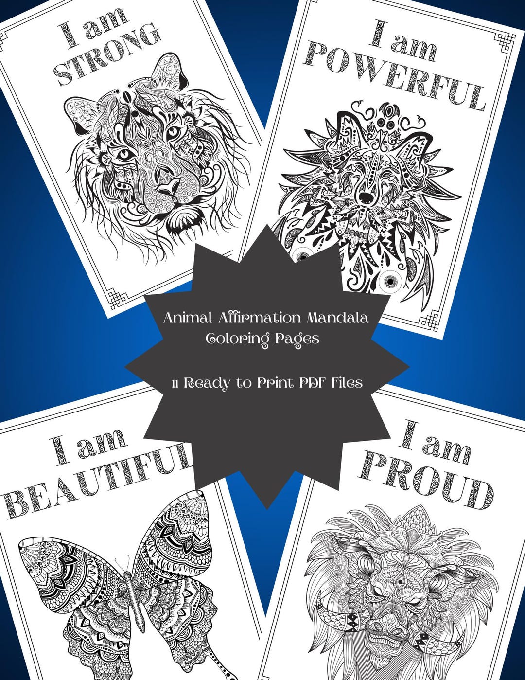 Animal Affirmation Coloring Pages Printable - Etsy