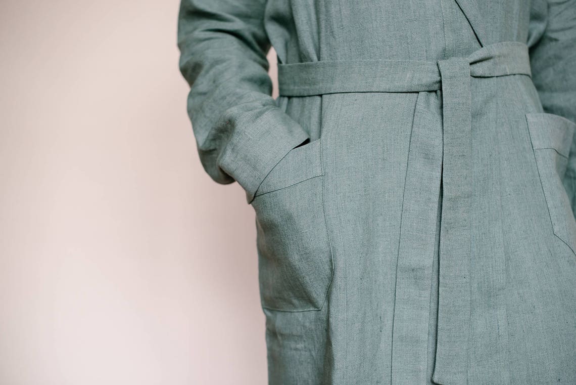 Linen Robe Linen Nightgown Linen Bathrobe Hooded Robe Mens - Etsy