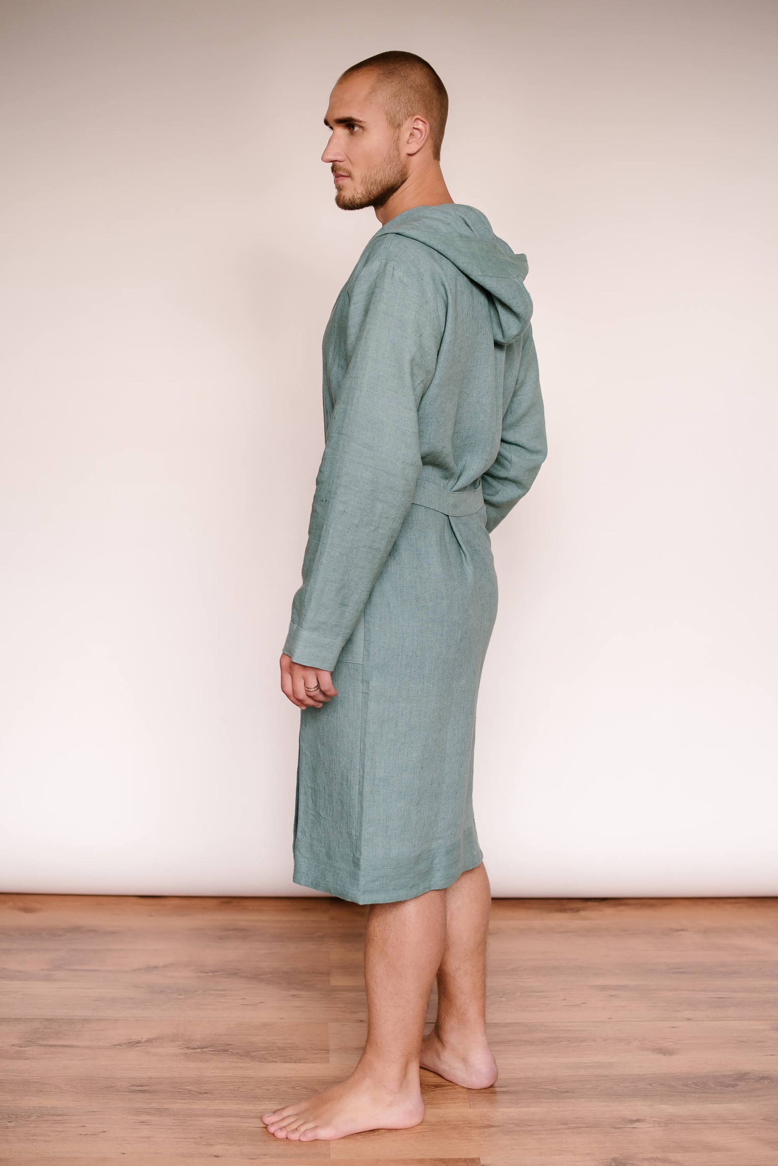 Linen Robe Linen Nightgown Linen Bathrobe Hooded Robe Mens | Etsy