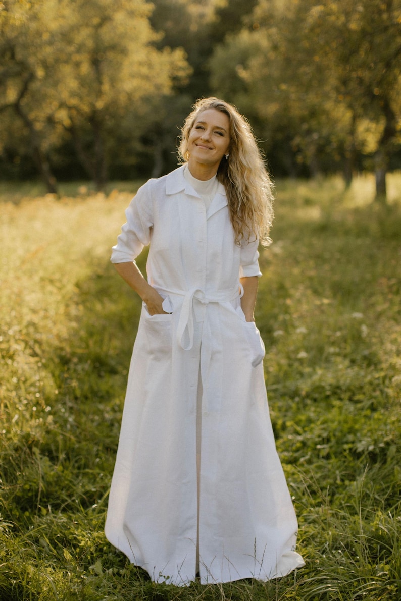 Long Sleeve Linen Wedding Dress / Bridal Coat – Rustic Modest Outfit - Etsy
