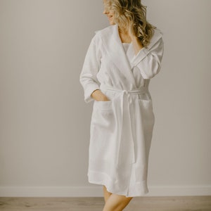 White Linen Robe, White Bathrobe, Bridal Linen Robe, Wedding Morning ...