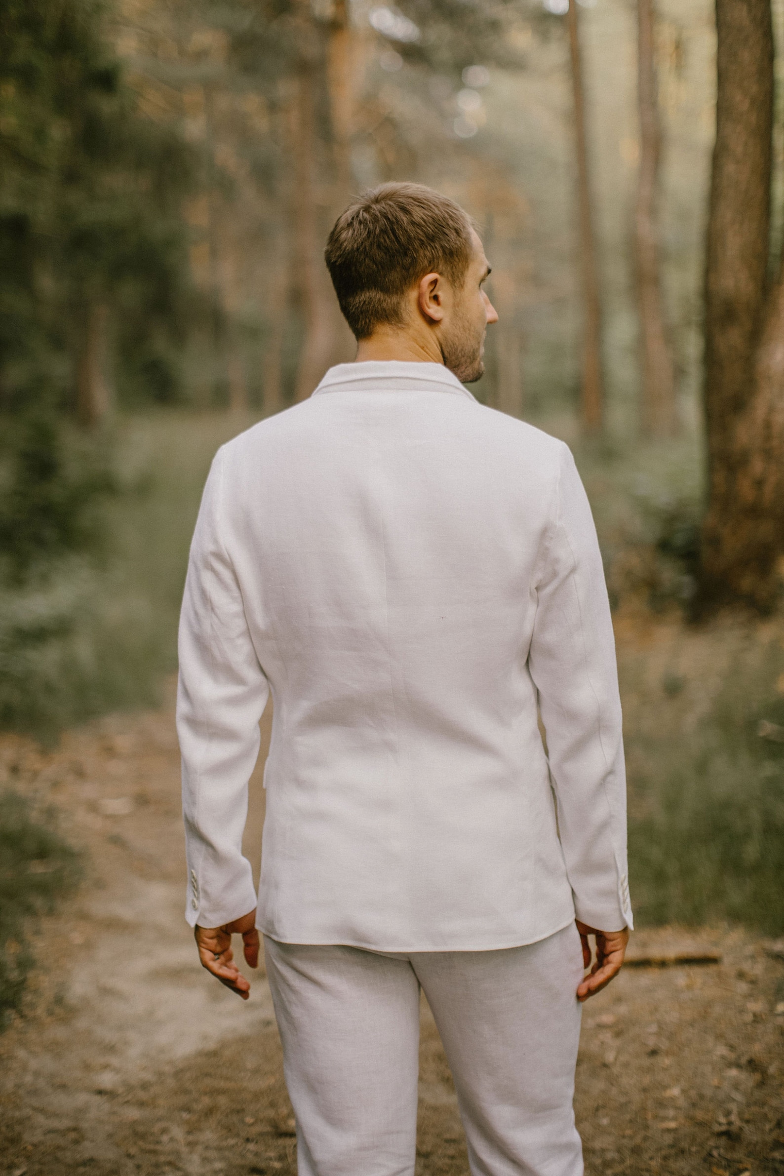 White Linen Wedding Suit for Men Boho Wedding Suit Rustic | Etsy