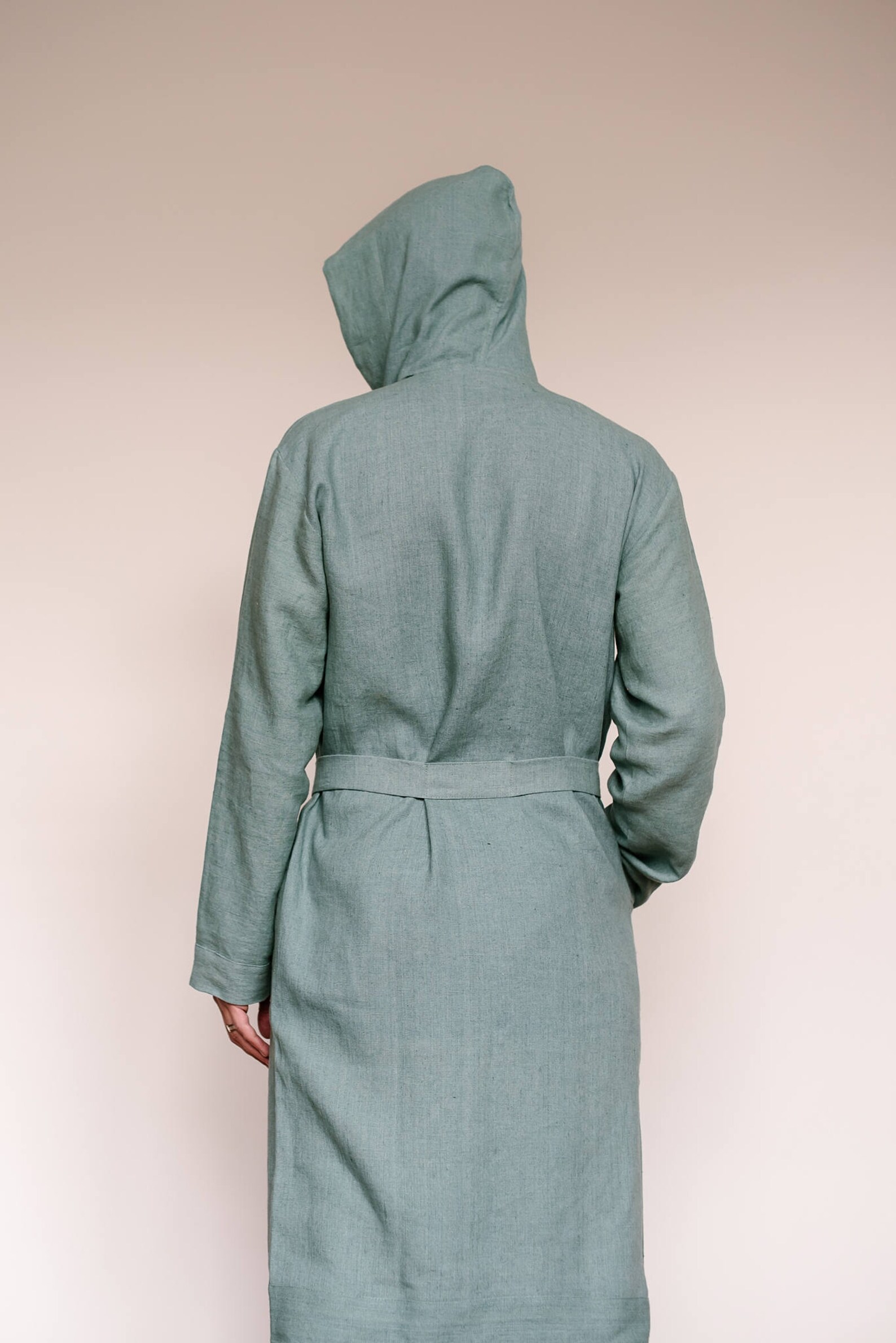 Linen Robe, Linen Nightgown, Linen Bathrobe, Hooded Robe, Mens Linen ...