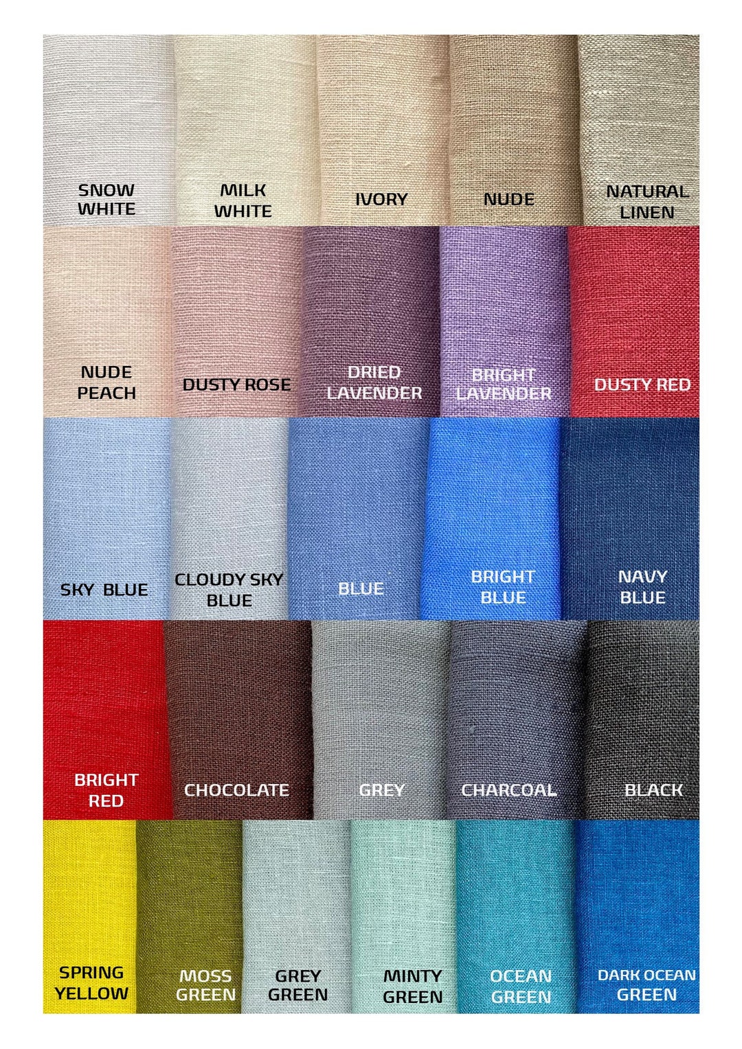 Linen Color Samples. 30 Colors Included. - Etsy