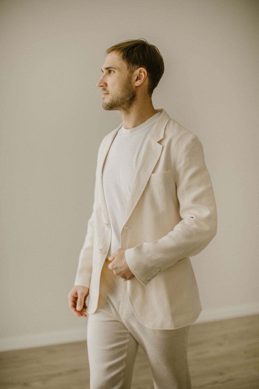 Men's Linen Jacket, Linen Overcoat for Men, Bohemian Jacket, Casual ...