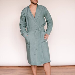 Linen Robe, Linen Nightgown, Linen Bathrobe, Hooded Robe, Mens Linen ...