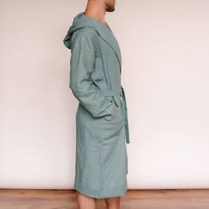 Linen Robe, Linen Nightgown, Linen Bathrobe, Hooded Robe, Mens Linen ...
