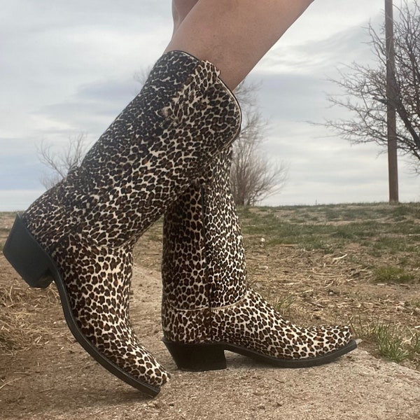Cheetah Print Boots - Etsy