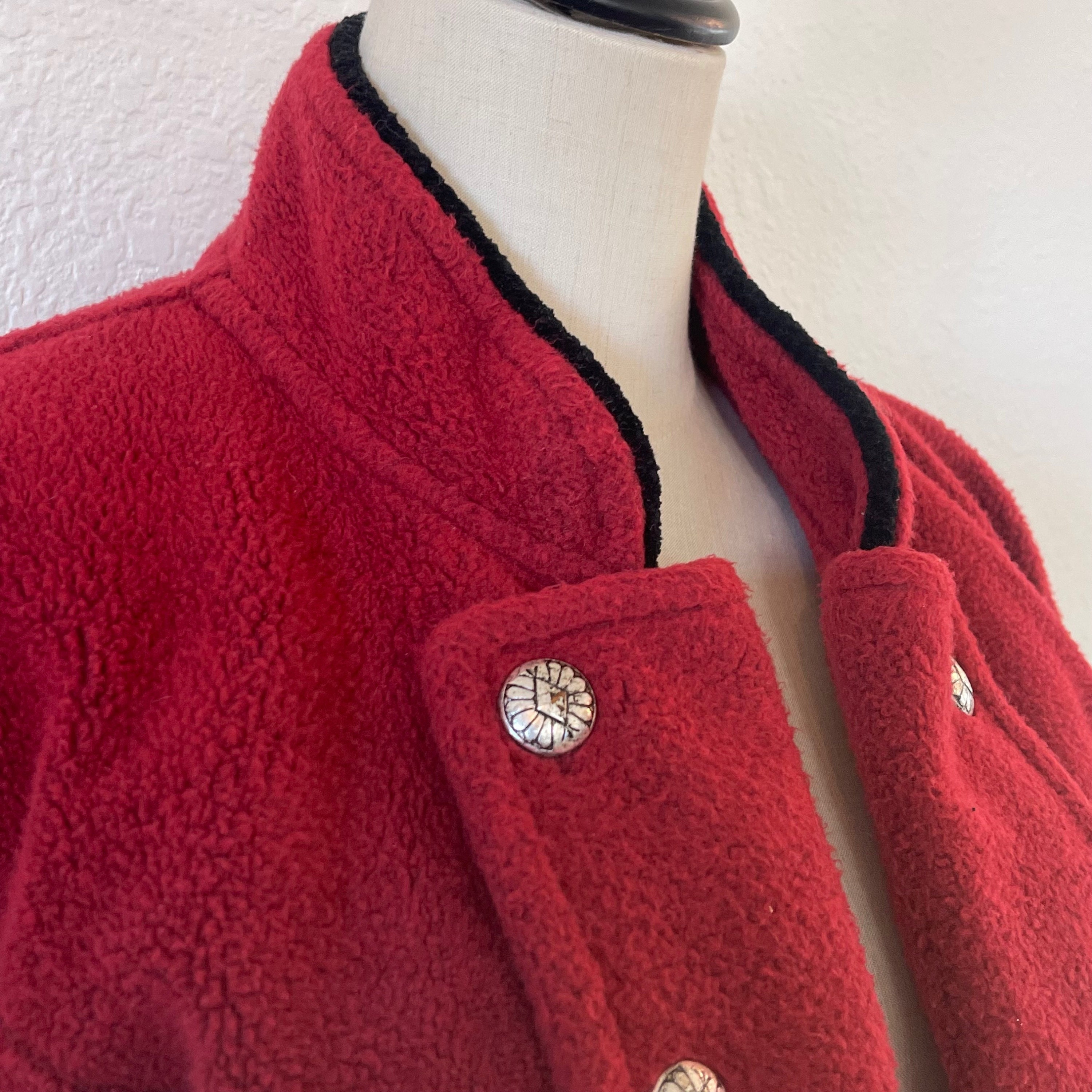 Vintage Brick Red Cozy Double Breasted Weskit Jacket With Silver ...