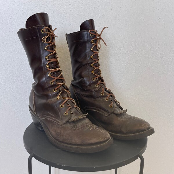 Brown Lace up Boots - Etsy