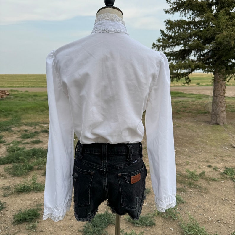 Vintage 80s Cirel Fashion High Neck Prairie Blouse With Lace & Pearl ...
