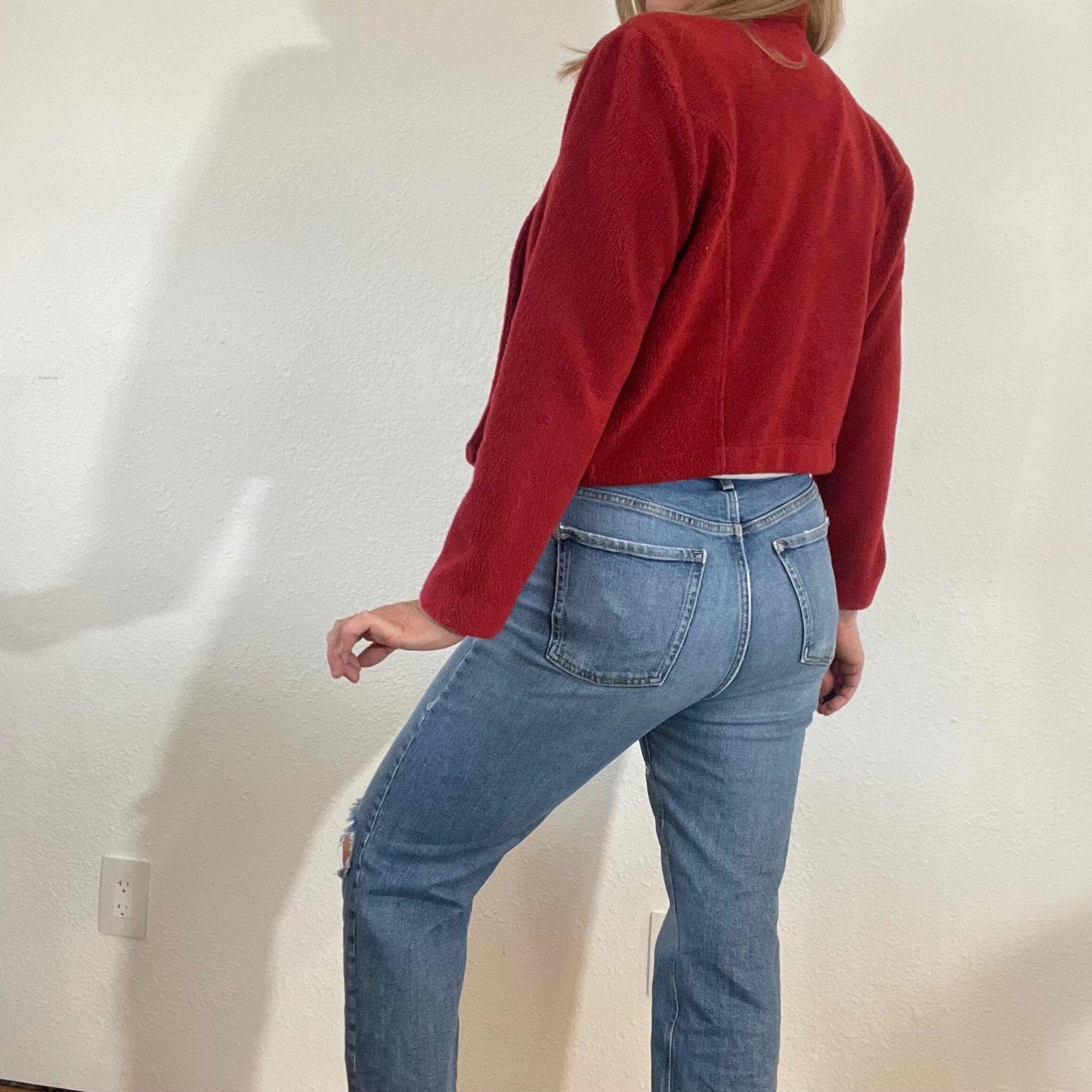 Vintage Brick Red Cozy Double Breasted Weskit Jacket With Silver ...