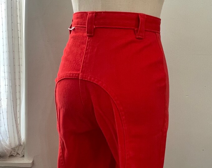 Vintage 70s Cherry Red High Waist Bareback Flare Jeans W24 L33 - Etsy
