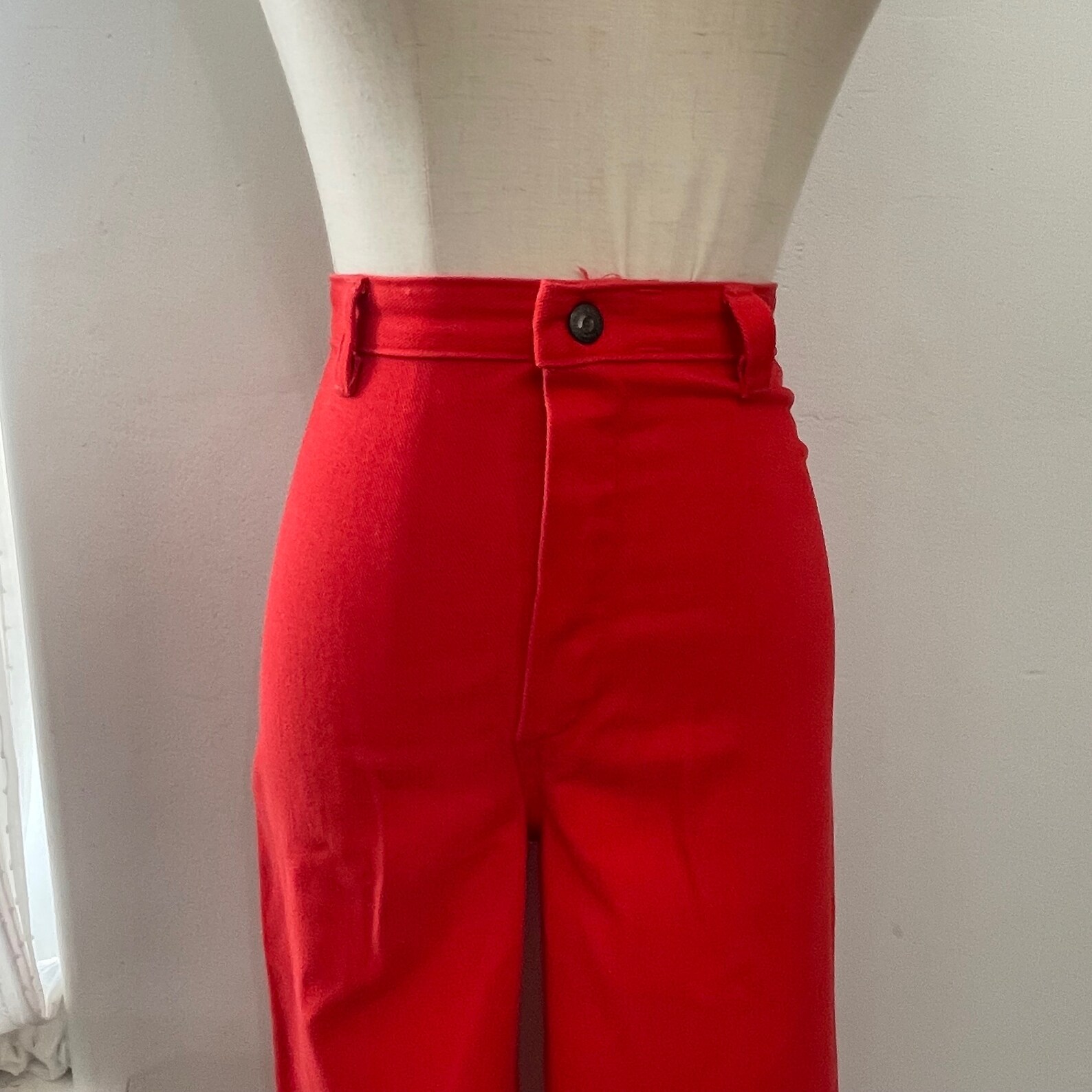 Vintage 70s Cherry Red High Waist Bareback Flare Jeans - Etsy