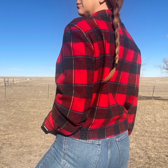 Vintage Pendleton Red Buffalo Plaid Bomber Style Wool… - Gem