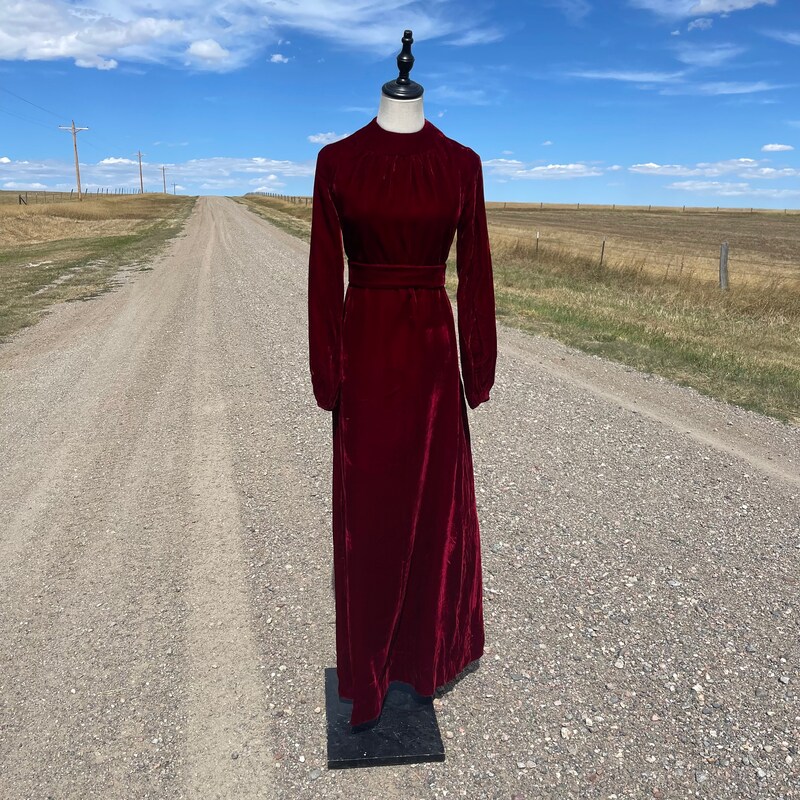 Burgundy Velvet Dress - Etsy