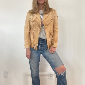 Vintage Western Handmade Light Tan Leather Fringe Jacket - Etsy