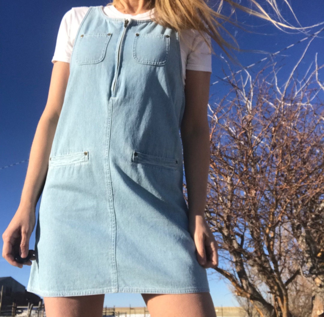 Vintage 90s Denim Pinny Dress - Etsy