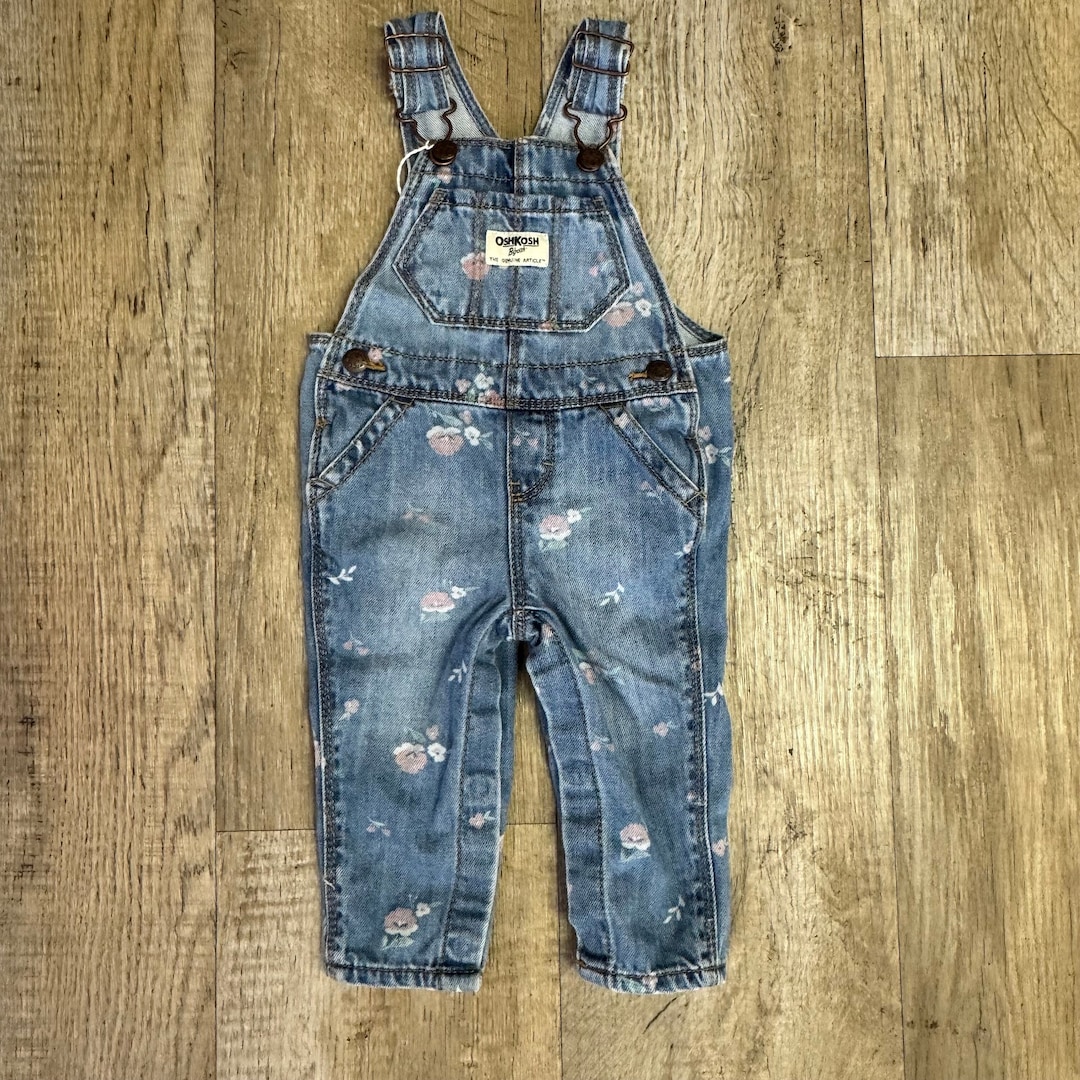 Vintage Little BB Unisex Baby Denim Overalls With Flowers Size 6-9 ...
