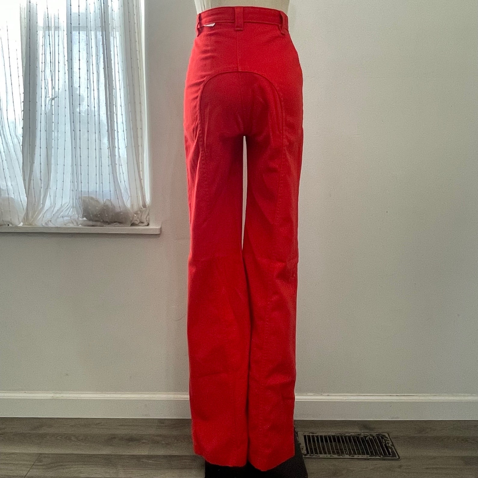 Vintage 70s Cherry Red High Waist Bareback Flare Jeans - Etsy