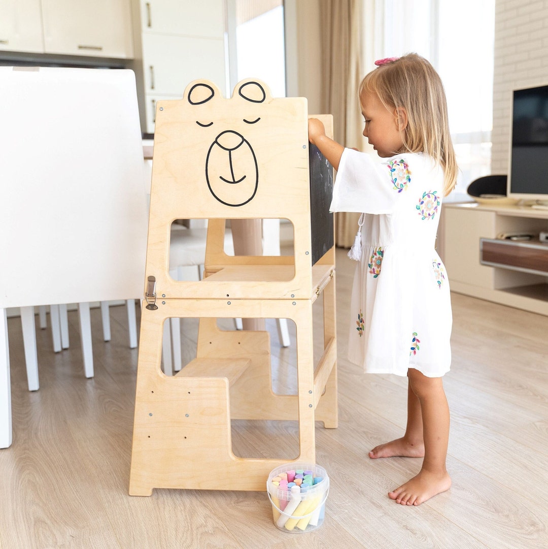 Children Learning Tower, Wooden Step Stool, Montessori Activity Tower ...