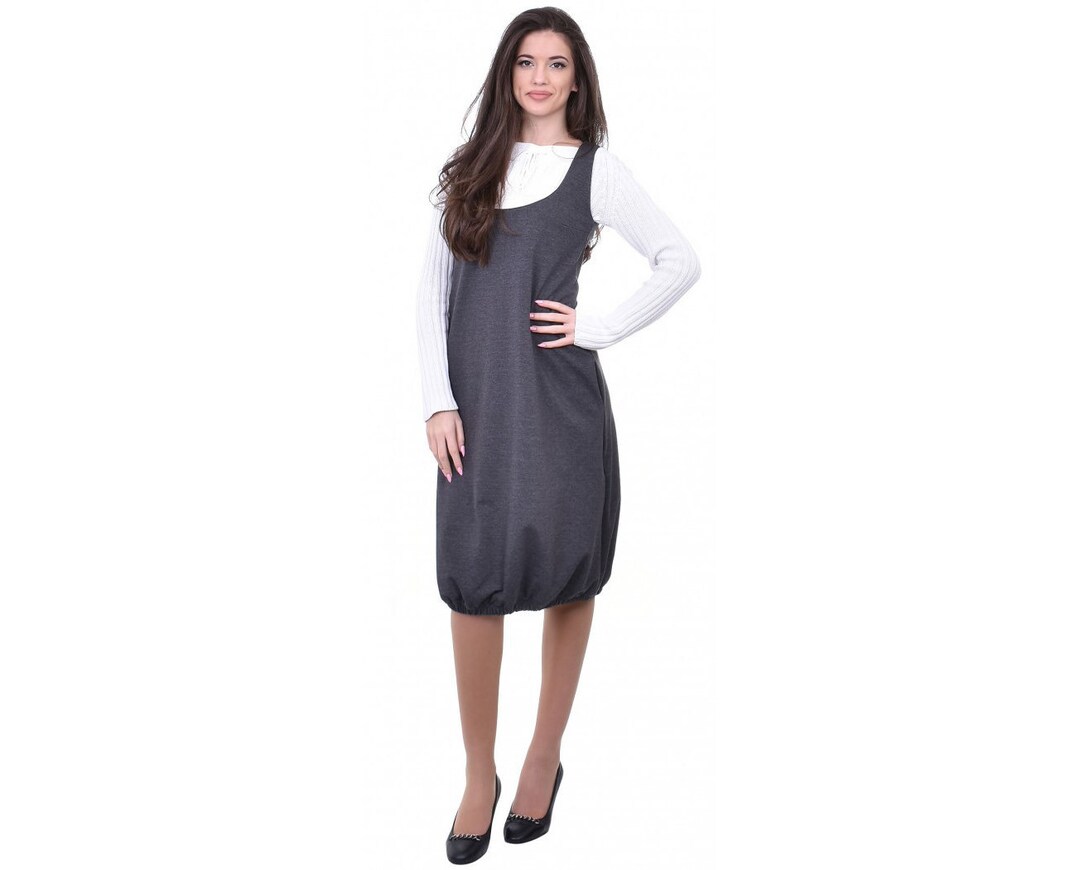 Grey Pinafore / Knee Length Pinafore / Plus Size Maxi Pinafore / Above ...