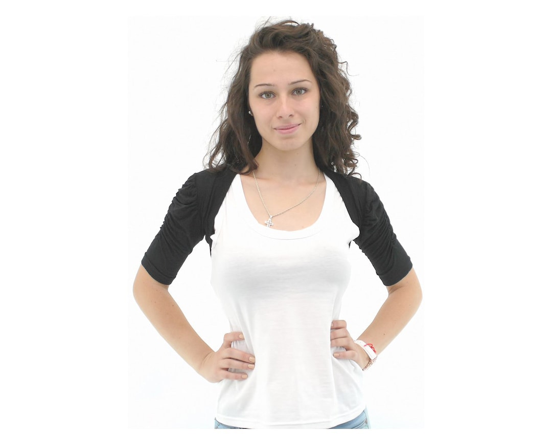 Front Open Black Bolero, With Half Sleeves, Made From Jersey - Etsy