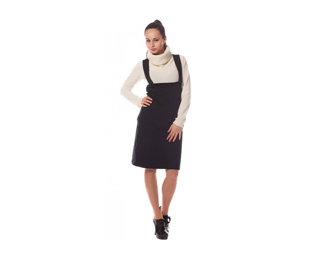Black Pinafore / Knee Length Pinafore / Floor Length Pinafore / Jersey ...