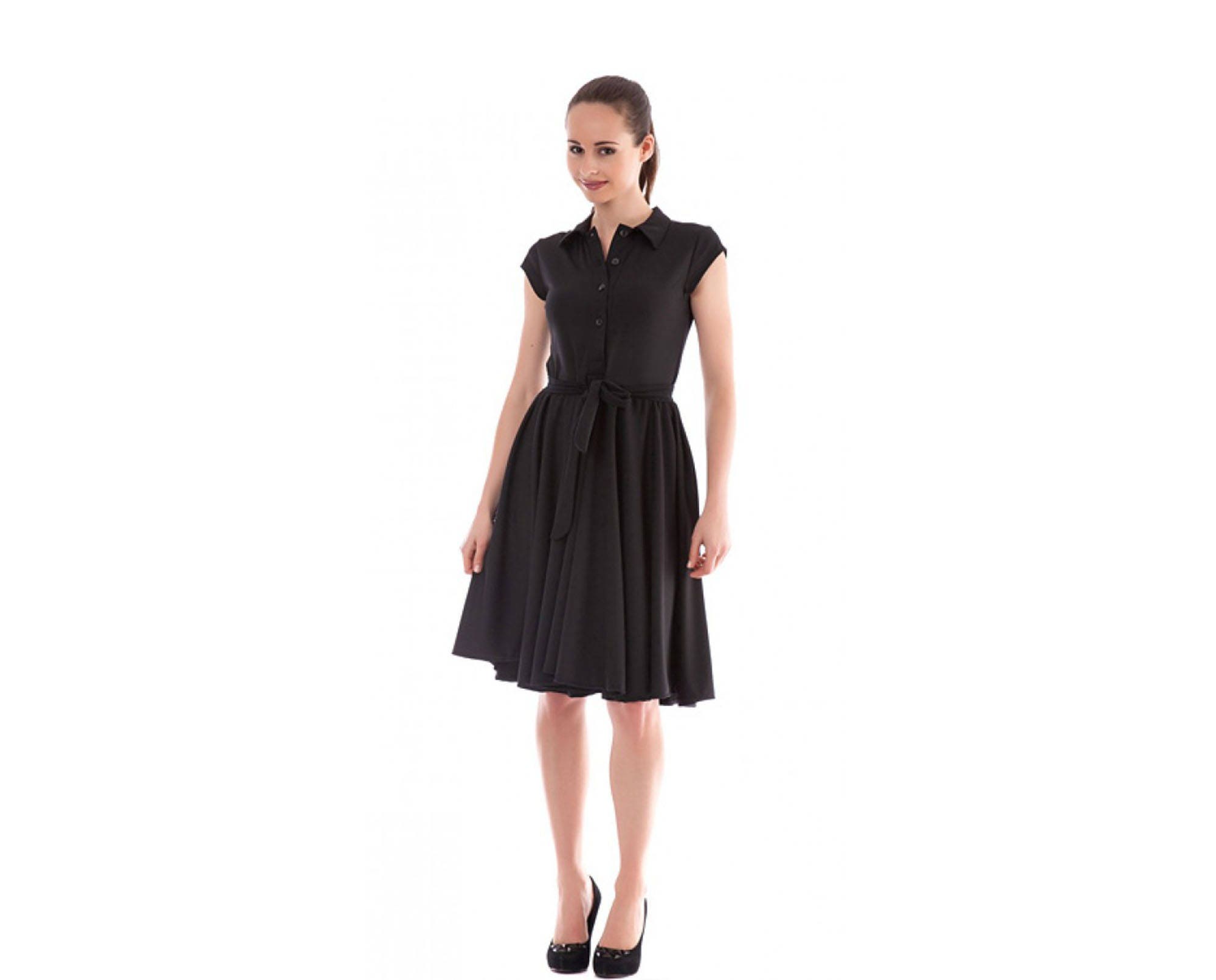 Black Dress / Knee Length Dress / Shirt Dress / Midi Dress / - Etsy