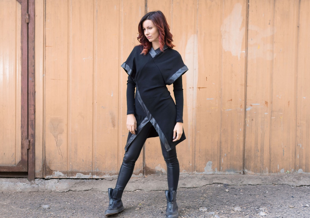 Tunic Top for Women / Women Tunic / Leather Tunic / Black Tunic / Plus ...