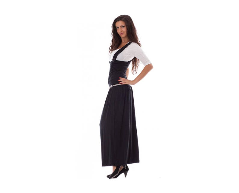 Black Pinafore / Long Pinafore / Floor Length Pinafore / Jersey ...