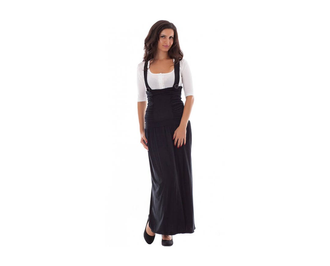 Black Pinafore / Long Pinafore / Floor Length Pinafore / Jersey ...