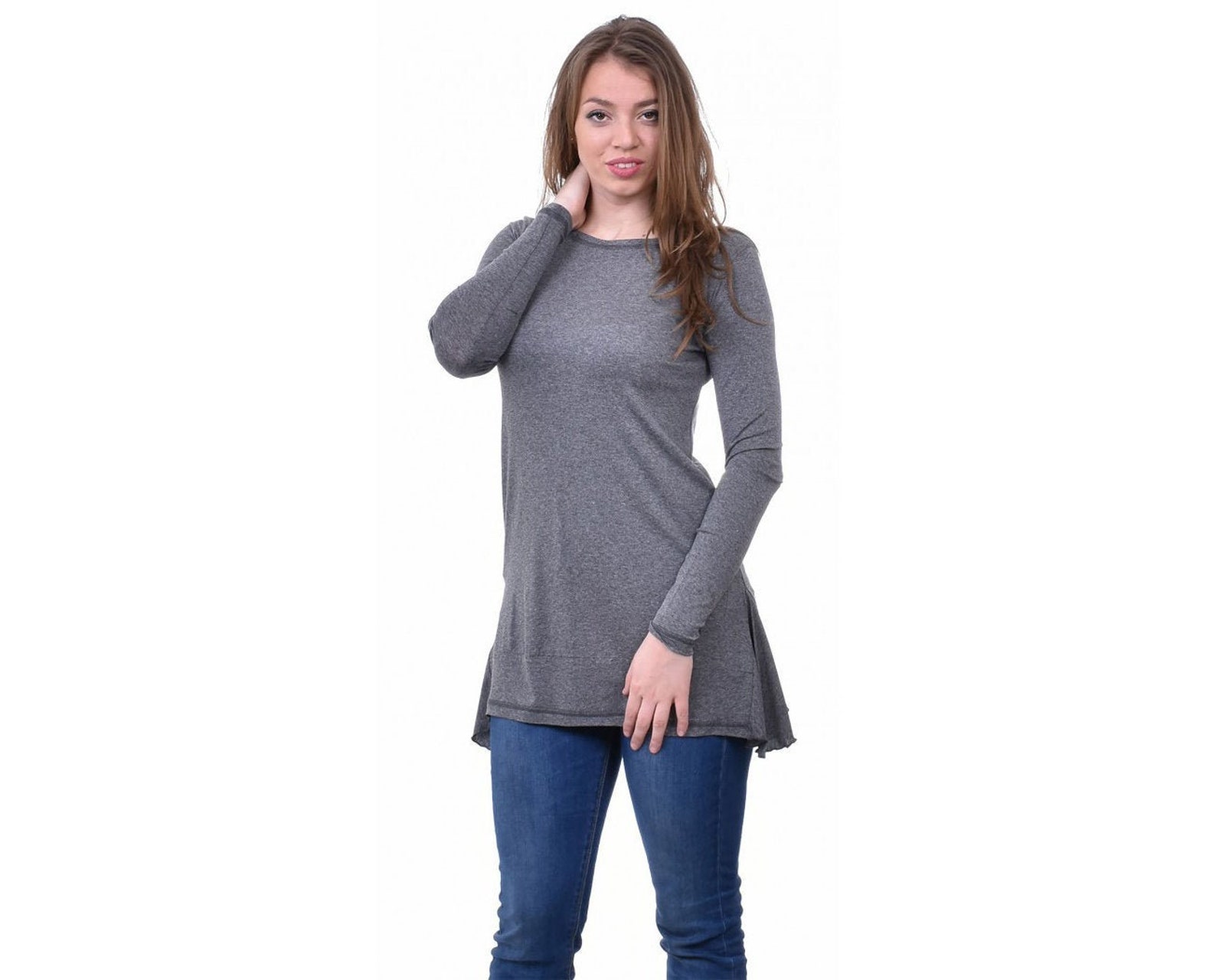 Gray Tunic Tight Fit Tunic Fitted Tunic Pencil Tunic Plus | Etsy