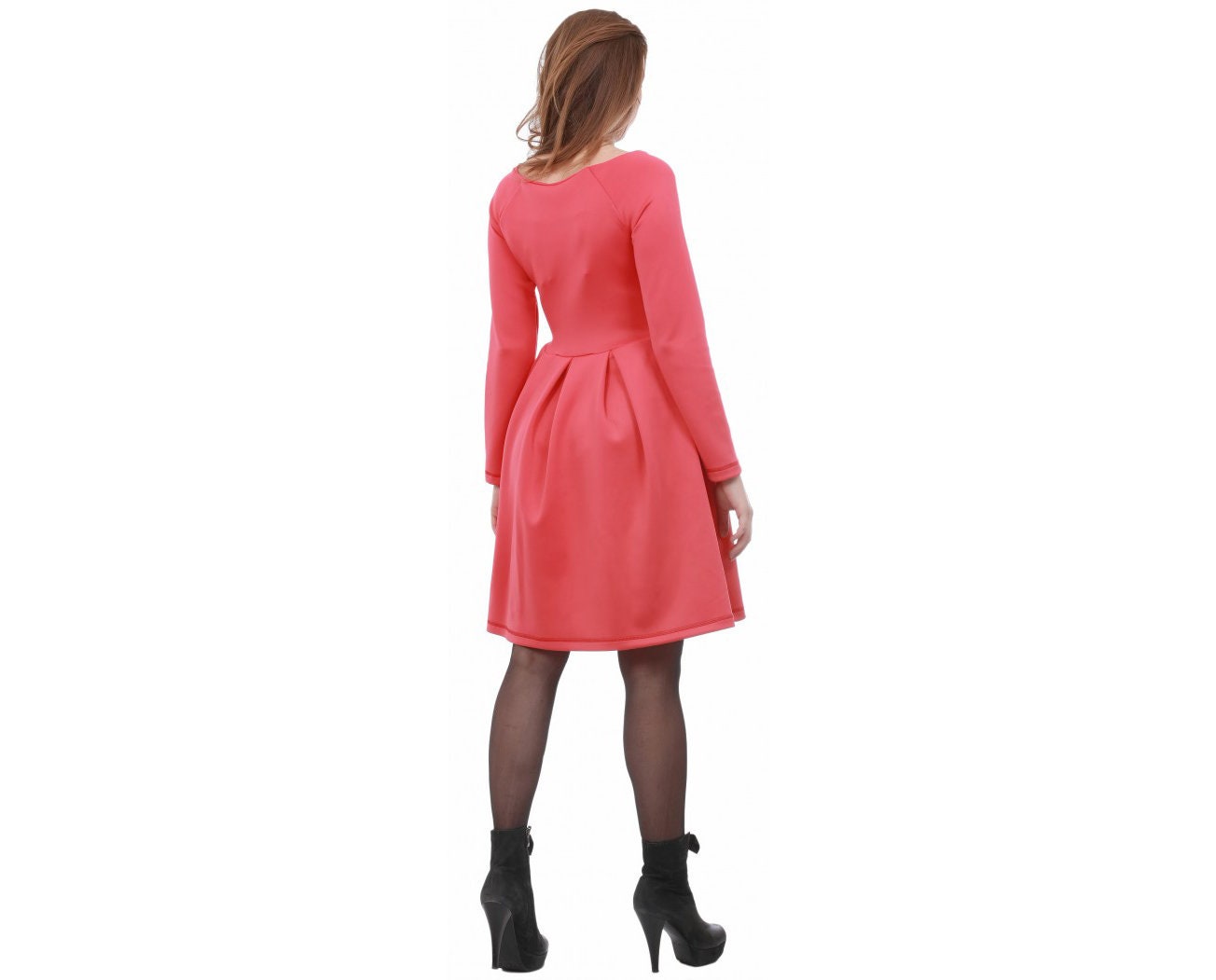White Dress Knee Length Dress Midi Dress Long Sleeve Dress Etsy