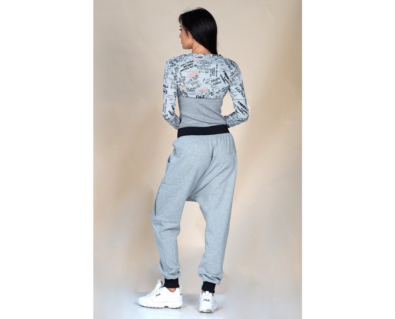 Black Drop Crotch Pants, With Long Legs - Etsy