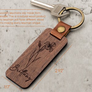 Custom Name Keychain With Birth Flower, Birth Flower Keychain With Name ...