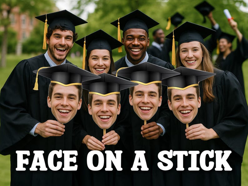 Big Heads on a Stick, Graduation 2026, Graduation Fan, Face on a Stick ...
