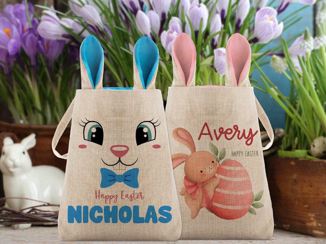 Easter Bunny Gift Bag for Kids, Custom Easter Egg Hunt Bag, Custom ...
