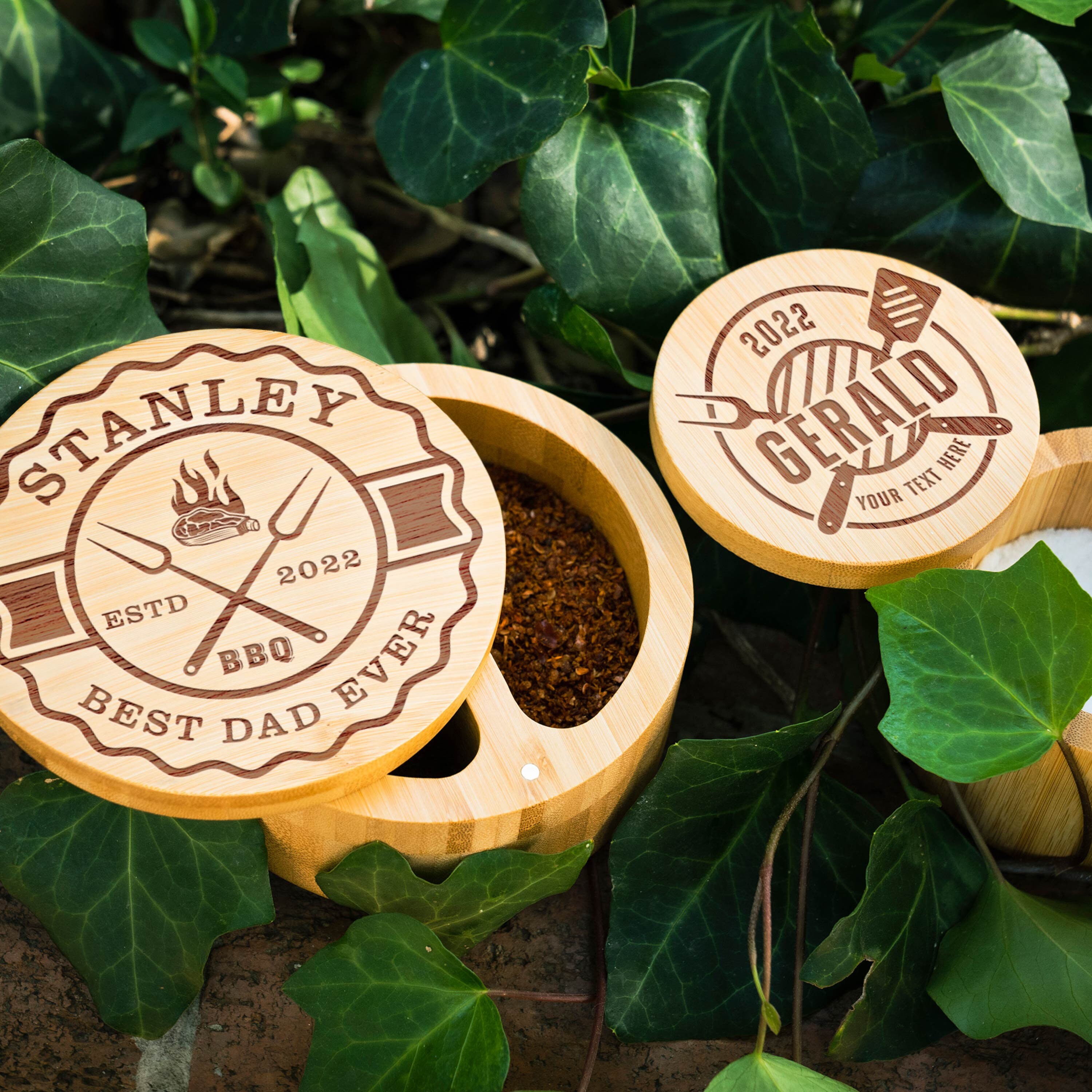 Personalized Bamboo Salt Box With Lid Engraved Salt Box - Etsy