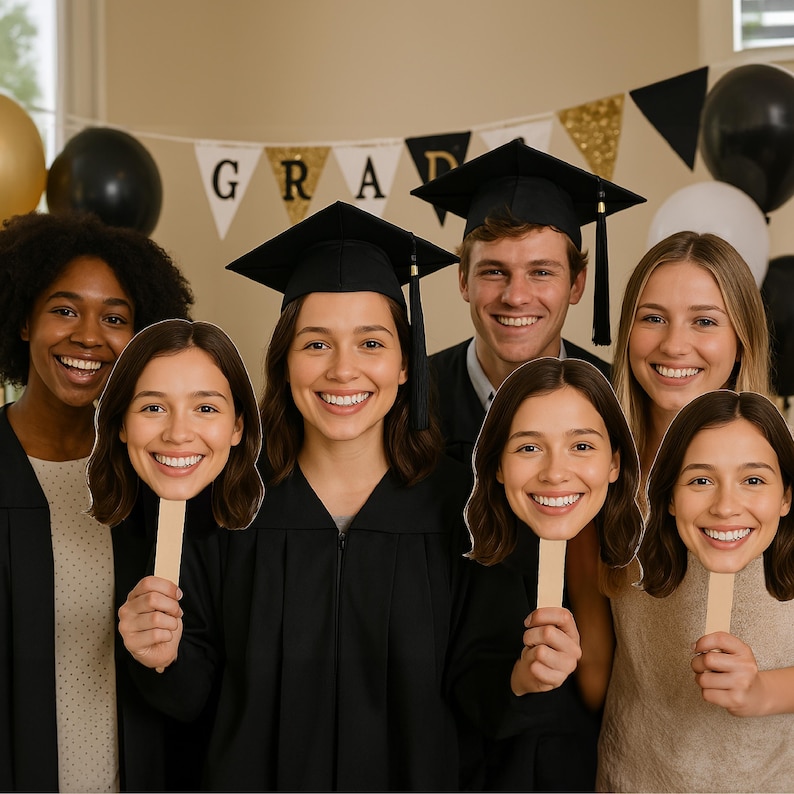 Big Heads on a Stick, Graduation 2026, Graduation Fan, Face on a Stick ...