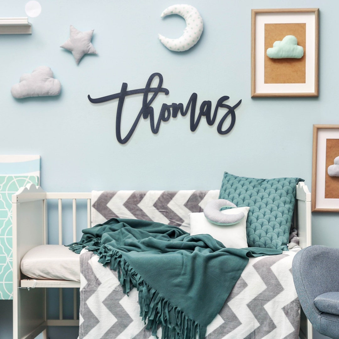 Nursery Name Sign, Nursery Decor, Wooden Name Cutout, Personalized ...
