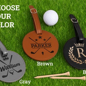 Personalized Golf Tee Holder, Engraved Leather Golf Bag Tag Gift With ...