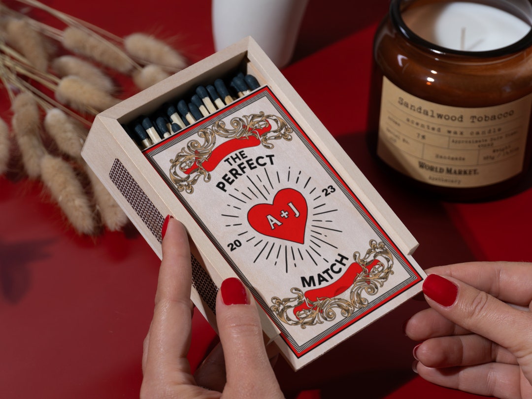 Personalized Couples Large Matchbox, Engagement Gifts Personalized ...