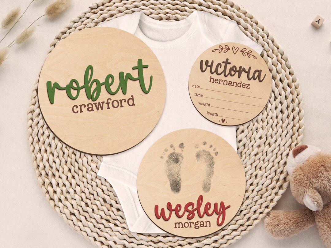 Baby Announcement Sign With Birth Stats, Wood Sign for Name Reveal ...