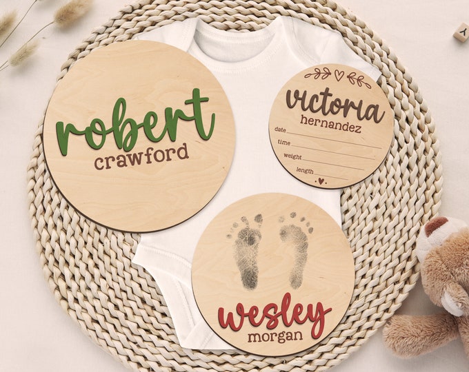 Baby Announcement Sign With Birth Stats Sign for Hospital Wood Sign for ...