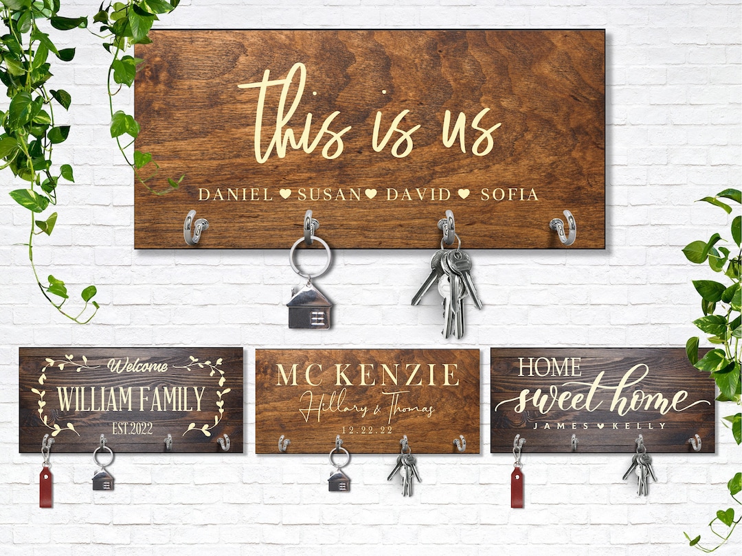 Housewarming Gifts for Couple, Personalized Key Holder for Wall, New ...