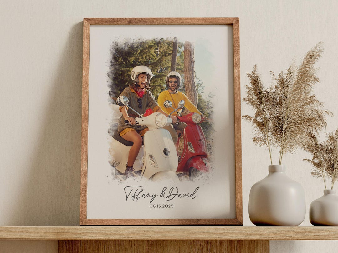 Custom Couple Portrait From Photo, Engagement Gift, Gift for Couples ...
