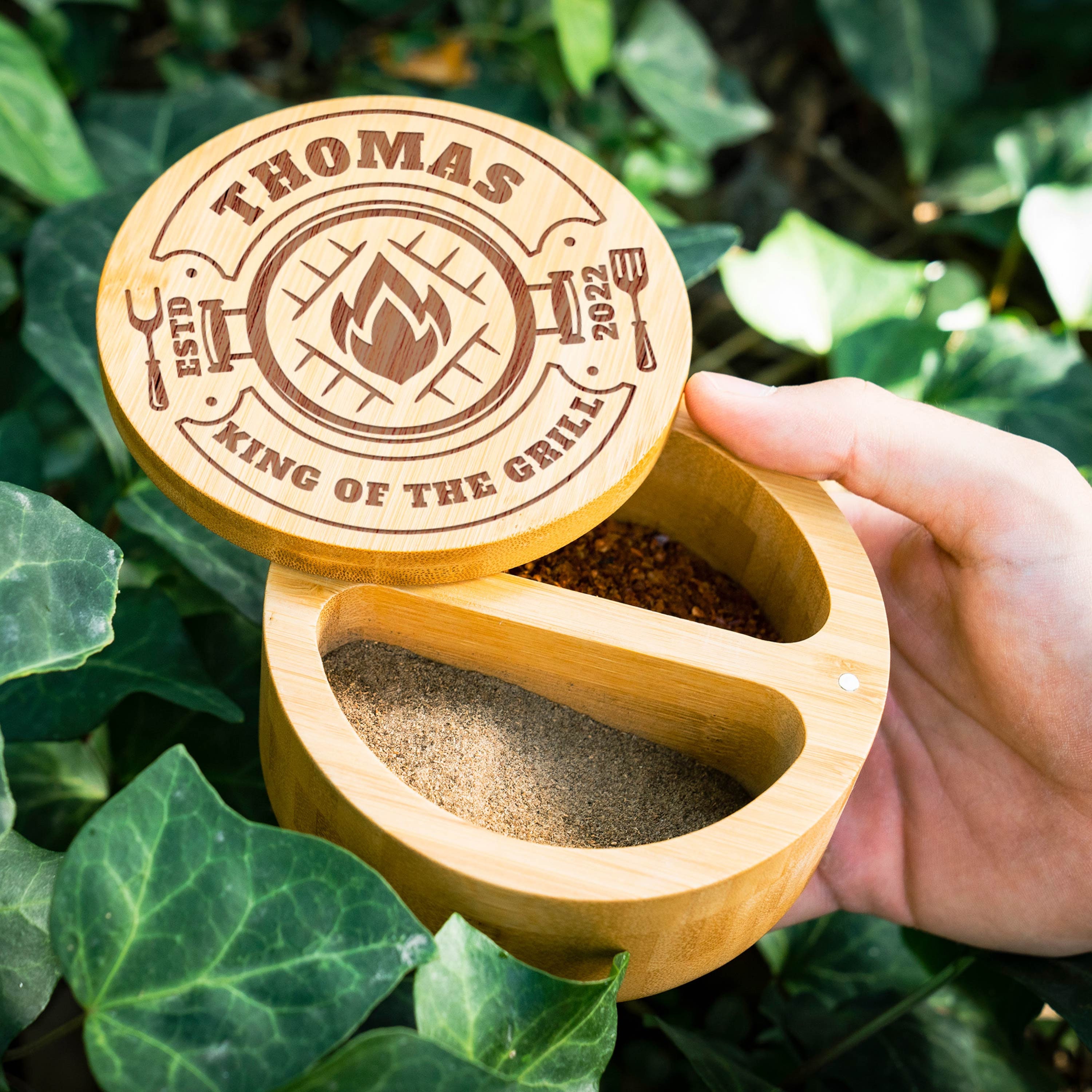 Personalized Bamboo Salt Box With Lid Engraved Salt Box - Etsy