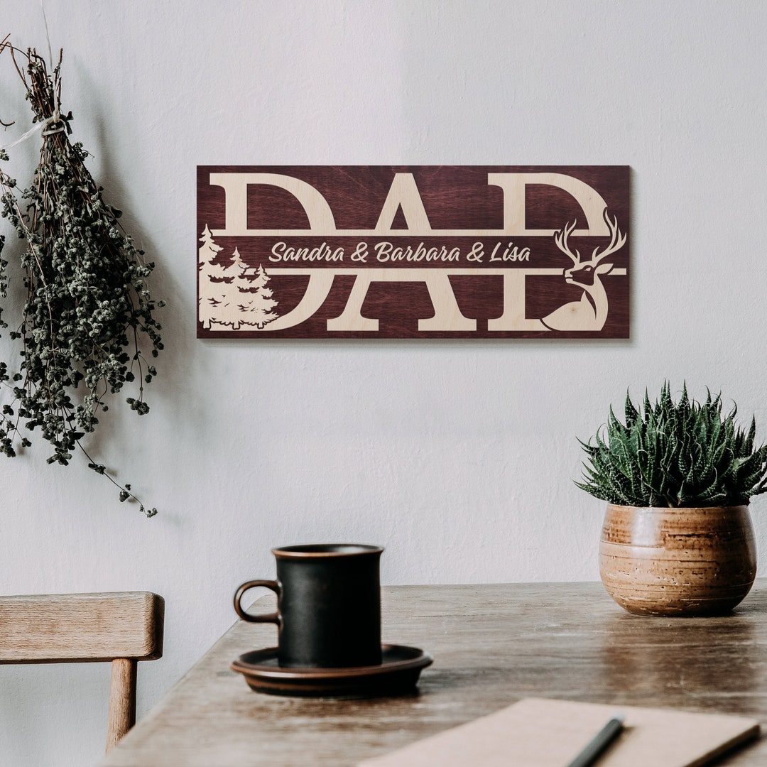 Dad Sign, Personalized Gifts for Dad, Wood Dad Sign W/ Kids Names ...